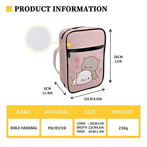 YEXIATODO Pink Cute Kitten Bible Cover for Women Bible Holder Crossbody Shoulder Backpack Carrying Organizer Bag Zipper Pockets for Standard Size Bible Gift for Women Girl Kid Adult Students Men