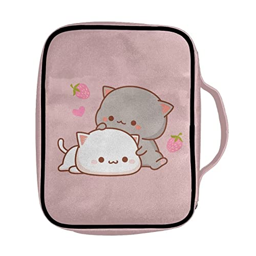 YEXIATODO Pink Cute Kitten Bible Cover for Women Bible Holder Crossbody Shoulder Backpack Carrying Organizer Bag Zipper Pockets for Standard Size Bible Gift for Women Girl Kid Adult Students Men