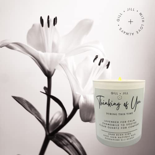 Thinking of You Aromatherapy Candle, Lavender and Chamomile Scented, Sympathy Memorial Bereavement Condolence Gifts for Loss of Loved One, Father, Mother, Natural Wax with White Quartz Crystal