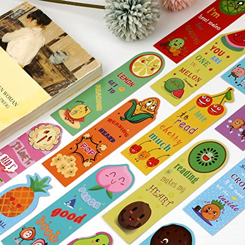 MWOOT 36 PCS Paper Bookmark, Fruit Cardboard Bookmarks Multipack, Educational Book Marker Card Set for Children Kid, Book Page Clip Book Lover Gifts School Rewards, Reading and Spelling