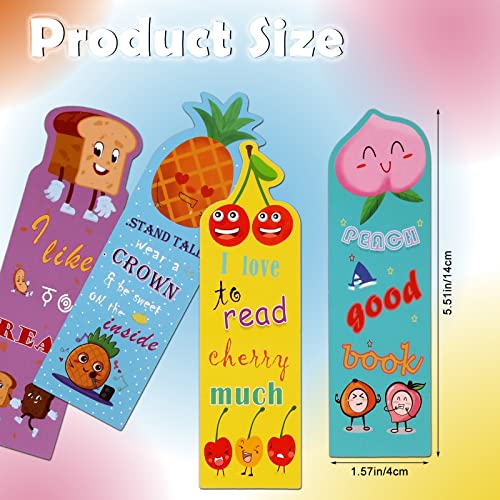 MWOOT 36 PCS Paper Bookmark, Fruit Cardboard Bookmarks Multipack, Educational Book Marker Card Set for Children Kid, Book Page Clip Book Lover Gifts School Rewards, Reading and Spelling