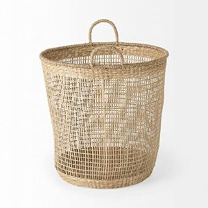 19.7l X 19.7w 19.7h (Set Of 3) Medium Brown Seagrass Round Basket W/Handles Handmade