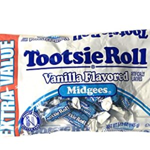 Tootsie Roll Midgees (1) 5.13 oz Bag Tootsie Roll Vanilla Flavored Midgees - Peanut Free and Gluten Free (Approximately 22 Pieces Per Bag)