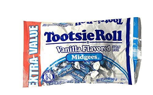 Tootsie Roll Midgees (1) 5.13 oz Bag Tootsie Roll Vanilla Flavored Midgees - Peanut Free and Gluten Free (Approximately 22 Pieces Per Bag)