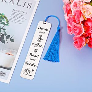 Christmas Gifts for Men Stocking Stuffers for Women Kids Son Daughter Coffee & Books Bookmark with Tassels for Birthday Valentines Day Gifts for Her Him Teen Boy Girl Boss Coworker Best Friend