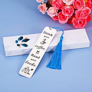 Christmas Gifts for Men Stocking Stuffers for Women Kids Son Daughter Coffee & Books Bookmark with Tassels for Birthday Valentines Day Gifts for Her Him Teen Boy Girl Boss Coworker Best Friend