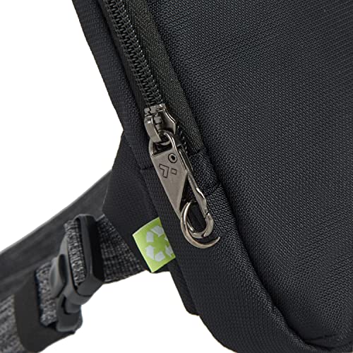 Travelon Greenlander Sustainable Anti-Theft Compact Sling, Jet Black, 5" W x 7.25" H x 1.75" D