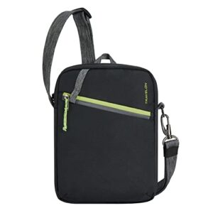 travelon greenlander sustainable anti-theft small crossbody, jet black, 7.5″ w x 10.5″ h x 2.75″ d