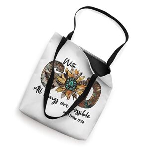 Sunflower With God All Things Are Possible For Christian Tote Bag