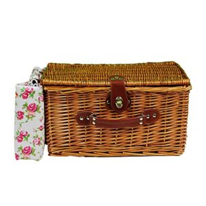 Picnic Basket for 4 Persons Wicker Picnic Set with Insulated Liner for Camping, Wedding, Birthday, Anniversary Day