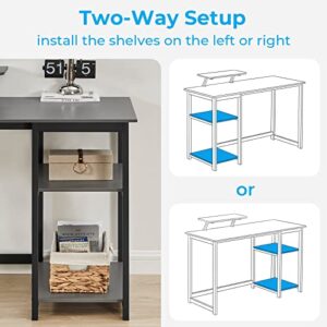 GreenForest Computer Home Office Desk with Monitor Stand and Storage Shelves on Left or Right Side,47 inch Modern Writing Study PC Laptop Work Table,Grey