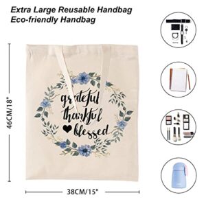 Canvas Shoulder Bag 15x18 Inch,Grateful Thankful Blessed Tote Bag for Books,Birthday Inspirational Gifts for Kids Girls Women (wkx426tk6h4v)