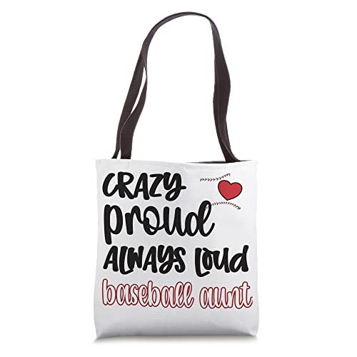 Crazy Proud Baseball Aunt Baseball Fan Baseball Auntie Tote Bag