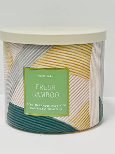 Bath & Body Works, White Barn 3-Wick Candle w/Essential Oils - 14.5 oz - 2022 Spring Scents! (Fresh Bamboo)