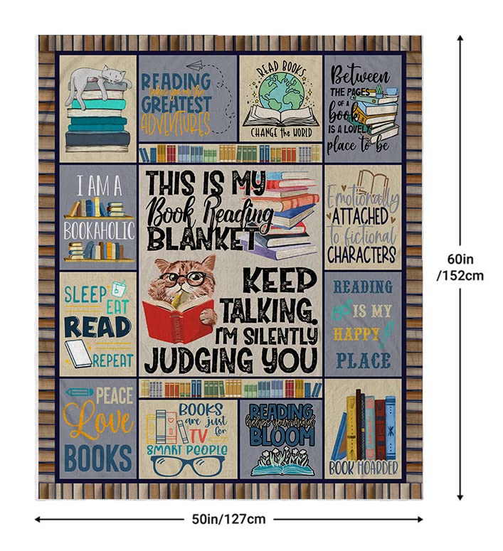 POQUSH Book Lovers Gifts,Gifts for Book Lovers Women, Women Reading Gifts for Book Lovers,Book Reader Gifts,Book Club/Bookworm Gifts for Reading Lover Bookish,Literary Gifts Ideas Blanket 60"x50"