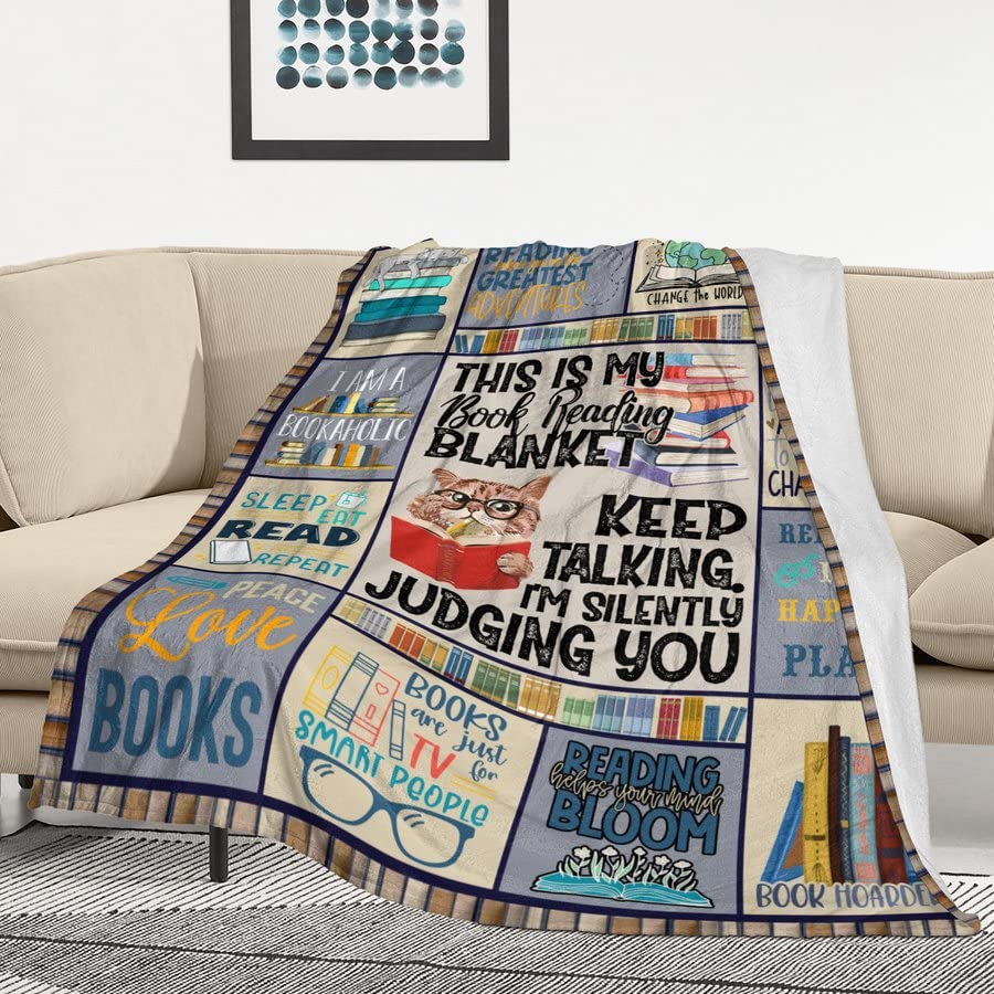 POQUSH Book Lovers Gifts,Gifts for Book Lovers Women, Women Reading Gifts for Book Lovers,Book Reader Gifts,Book Club/Bookworm Gifts for Reading Lover Bookish,Literary Gifts Ideas Blanket 60"x50"