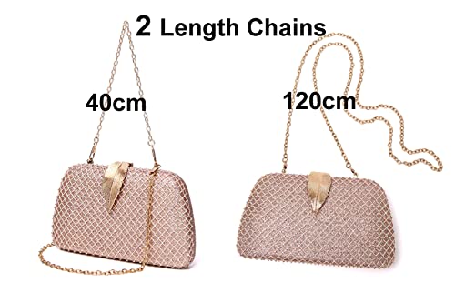 Colored diamonds clutch purses for women evening bags wedding handbags evening clutch purse, birthday gift (Champagne pink-3)