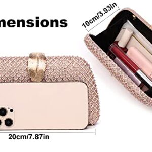 Colored diamonds clutch purses for women evening bags wedding handbags evening clutch purse, birthday gift (Champagne pink-3)