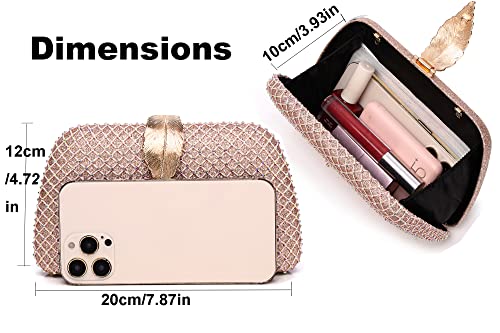 Colored diamonds clutch purses for women evening bags wedding handbags evening clutch purse, birthday gift (Champagne pink-3)