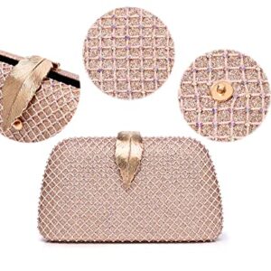 Colored diamonds clutch purses for women evening bags wedding handbags evening clutch purse, birthday gift (Champagne pink-3)