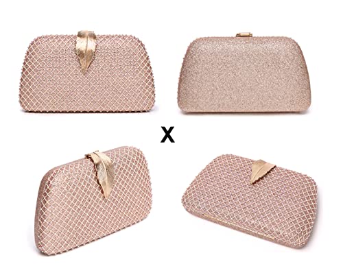 Colored diamonds clutch purses for women evening bags wedding handbags evening clutch purse, birthday gift (Champagne pink-3)