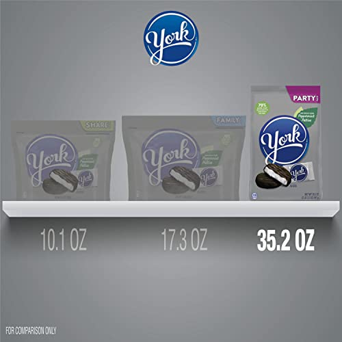 YORK Dark Chocolate Covered Minty, Gluten Free, Individually Wrapped Peppermint Patties Candy Bulk Party Pack, 35.2 oz