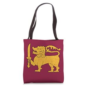 sri lanka flag with vintage national sri lankan colors tote bag