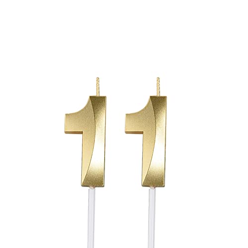 Gold 11th Birthday Candles,Gold Number 11 Cake Topper for Birthday Decorations Party Decoration