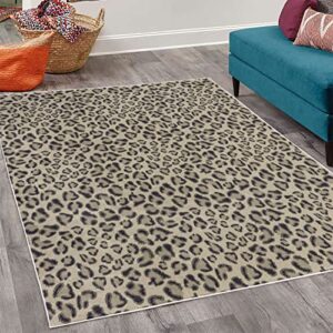 Lunarable Animal Print Decorative Rug, Leopard Skin Wildlife Safari Design Creative Contemporary Art, Quality Carpet for Bedroom Dorm and Living Room, 4' X 5' 5", Dark Eggshell