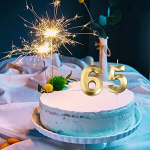 Gold 65th & 56th Birthday Candles,Gold Number 65 56 Cake Topper for Birthday Decorations Party Decoration