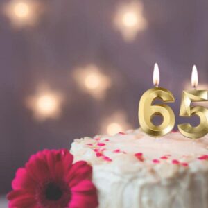 Gold 65th & 56th Birthday Candles,Gold Number 65 56 Cake Topper for Birthday Decorations Party Decoration