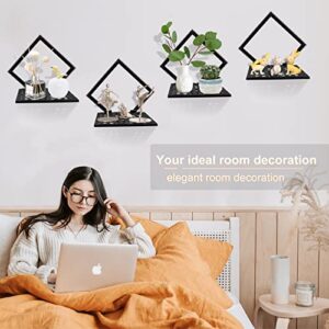 2Pcs Metal Wall Mounted Floating Shelves, Modern Wall Decor Folding Display Shelf for Books Photos Potted Plants Storage, Small Hanging Shelf Organizer for Home Living Room Kitchen Bedroom Bathroom