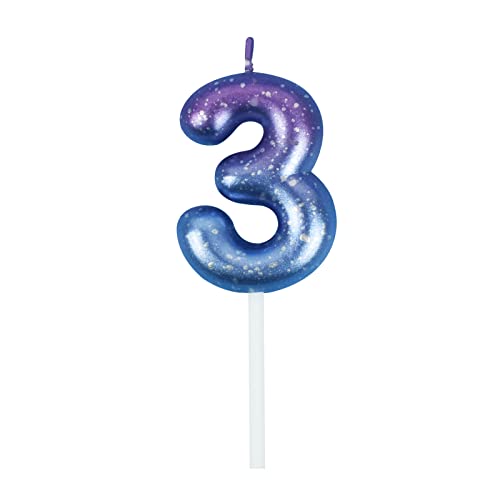 UVTQSSP Gradient Birthday Candle with Glitter Spots Cake Number Candles Decorations for Party Wedding Celebration Reunions Anniversary Anniversary Party Supplies (Purple + Blue Number 3)