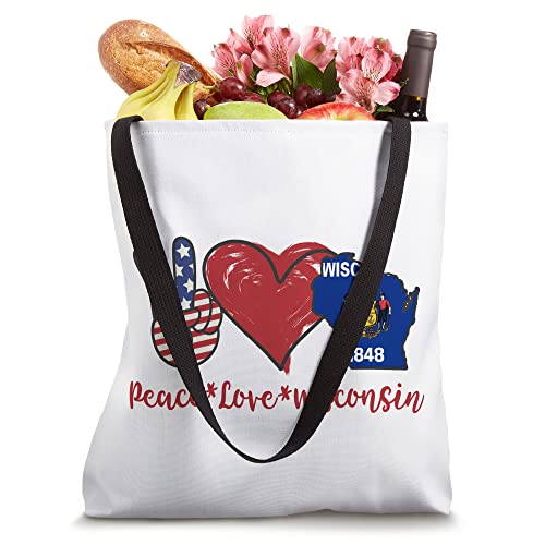 Peace Love Wisconsin Tote Bag