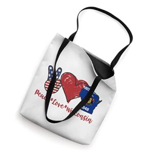 Peace Love Wisconsin Tote Bag