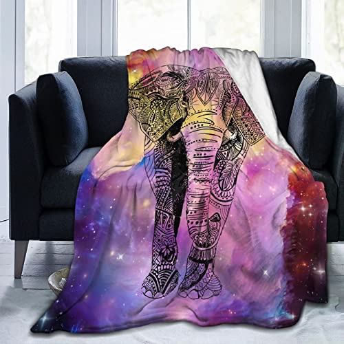 hwzorhy Elephant Flannel Throw Blanket India Style Elephant Animal Blanket for Kids Adults Bed Couch Chair Travelling Camping Gift 60"X50"