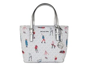 michael kors xs carry all jet set travel womens tote (bright white multi)