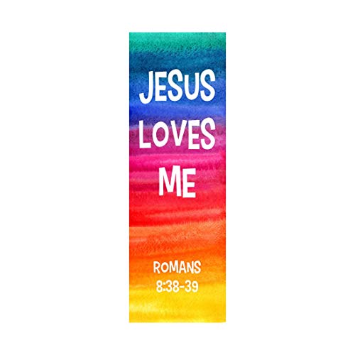 Jesus Loves Me Bookmarks - Bible Verse - Mega Pack - Religious Bookmarks - Bookmarks for Kids - Rainbow Colors -100 Count