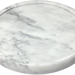 Natural Marble Tray, Circular Marble Stone Decorative Tray for Counter，Jewelry, Vanity,White Round Small Tray, 5-1/2" Diameter, (White)