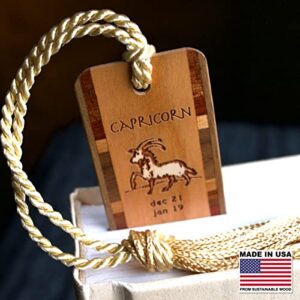 Capricorn Zodiac Astrological Sign Engraved Wood Bookmark - Made in The USA - Also Available Personalized