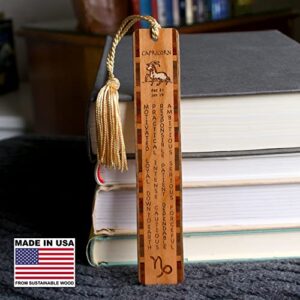 Capricorn Zodiac Astrological Sign Engraved Wood Bookmark - Made in The USA - Also Available Personalized