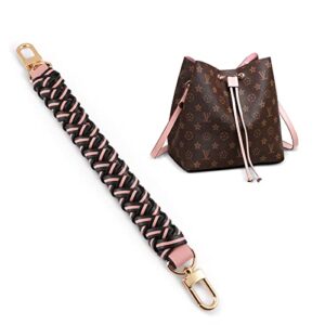 MA SRTAP Genuine Leather Braided Handle Pink Short Replacement Leather Braided Strap Compatible with LV Neonoe, LV Pochete Pouch Bag Purse for Metis Noe BB NM Beaubourg Hobo