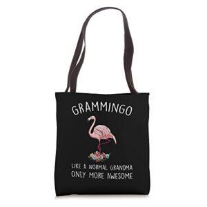 grammingo like a normal grandma only more awesome flamingo tote bag