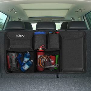 car trunk organizer, large capacity backseat hanging storage/organizer with 6 enlarged pockets, car space saving expert, trunk organizer for truck, suv, van, space saving expert (black)