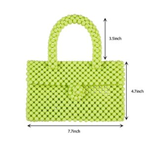 Abvokury YUSHINY Women Acrylic Beaded Clutch Macaron Color Message Bag with Strap for Wedding Evening Party (YellowGreen)