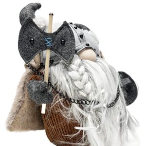 Madanar Viking Gnome Dwarf Plush Holding Axe and Shield Medieval Swedish Decor for Tiered Tray Shelf Table Decorations