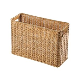 ipetboom magazine wicker basket rectangular basket bins woven files holder rectangular basket bin books organizer case farmhouse standing rack for shelf home office brown