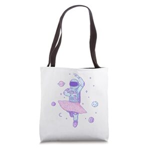 ballerina space astronaut tote bag