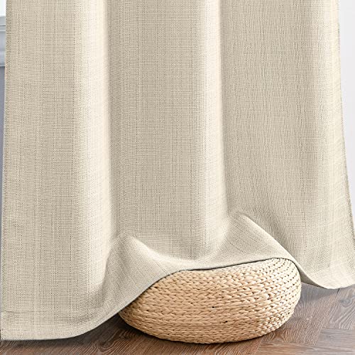 jinchan Beige Curtains for Living Room Linen Textured Curtains 84 Inches Long Farmhouse Curtains Casual Weave Back Tab Drapes Light Filtering Window Curtain 2 Panels Beige