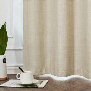 jinchan Beige Curtains for Living Room Linen Textured Curtains 84 Inches Long Farmhouse Curtains Casual Weave Back Tab Drapes Light Filtering Window Curtain 2 Panels Beige